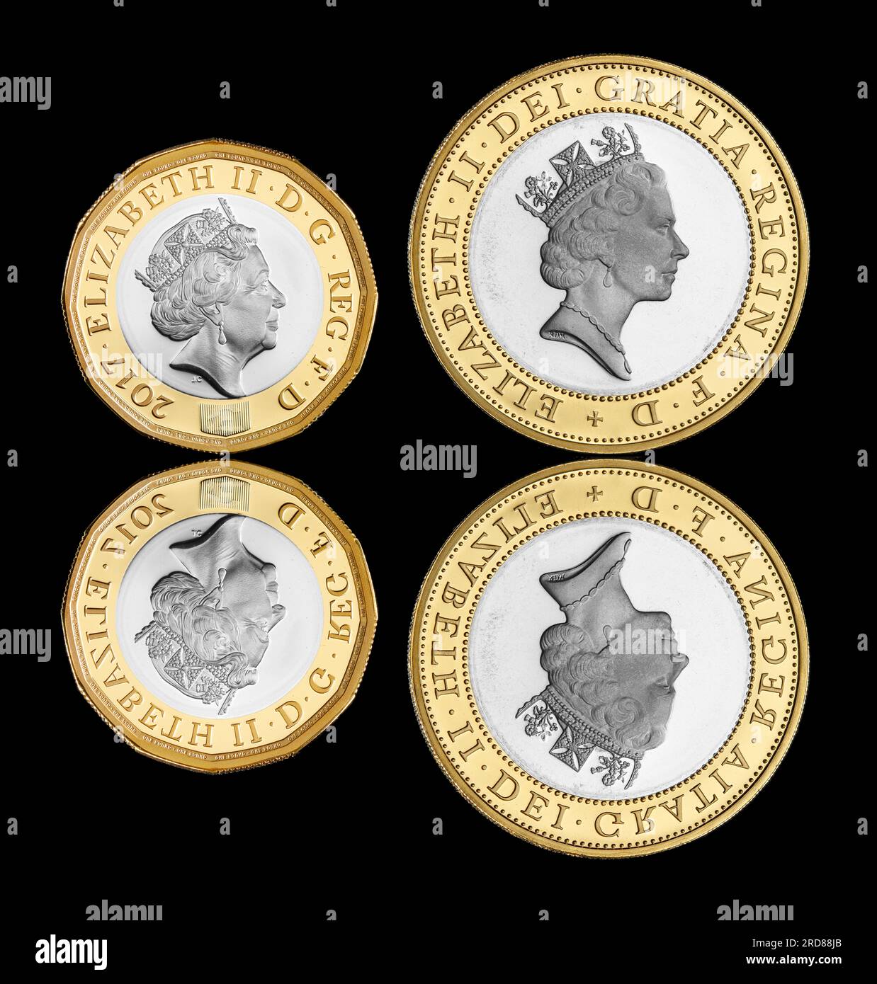 The first bimetallic £1 coin issued in 2017 & the first bimetallic £2 ...