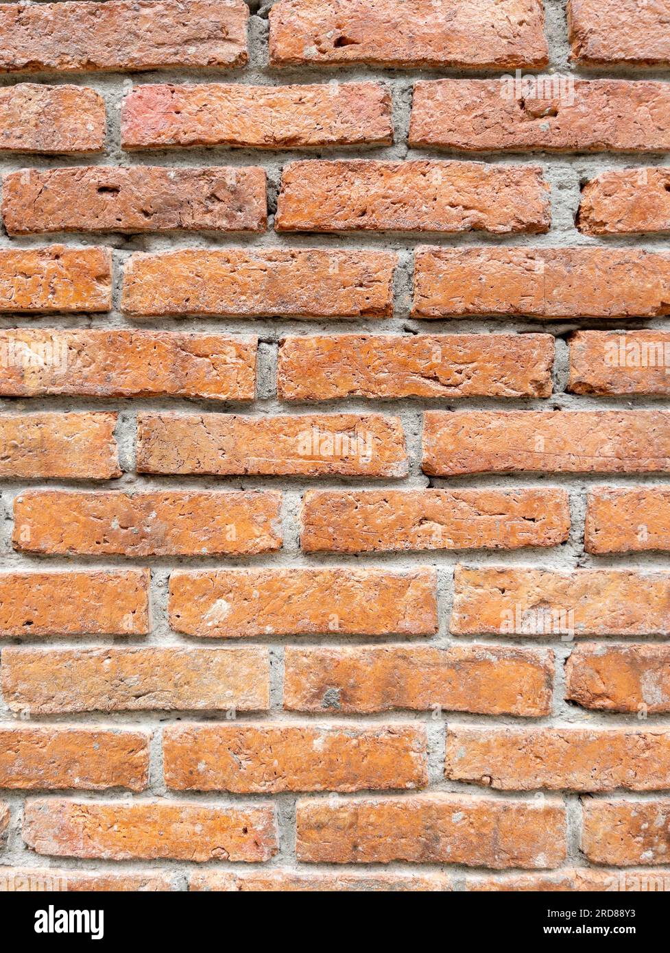 The red brick wall on the countryside house in the rural village, front ...