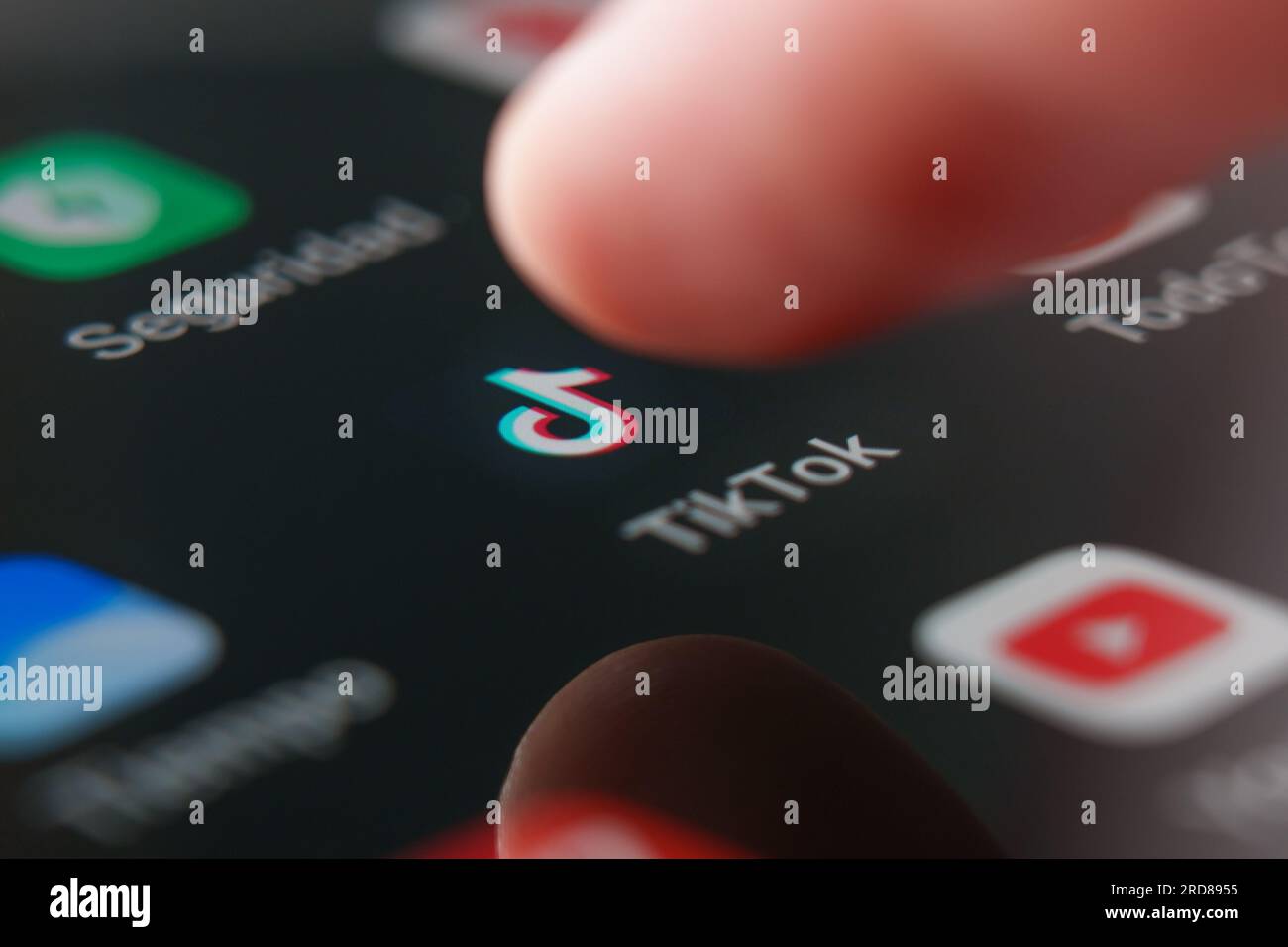 Oviedo, Spain - July, 04, 2023: Tik tok app logo on smartphone screen ...