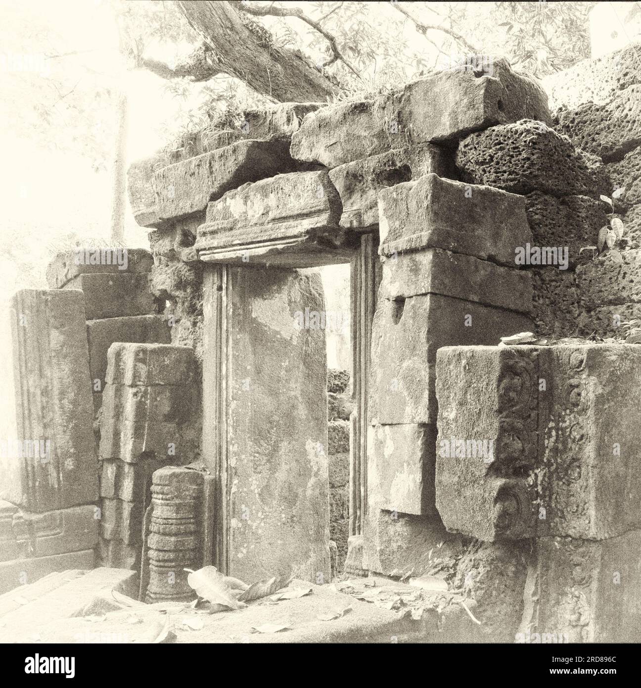 Snapshot showcasing the wreckage of an old building in Cambodia ...
