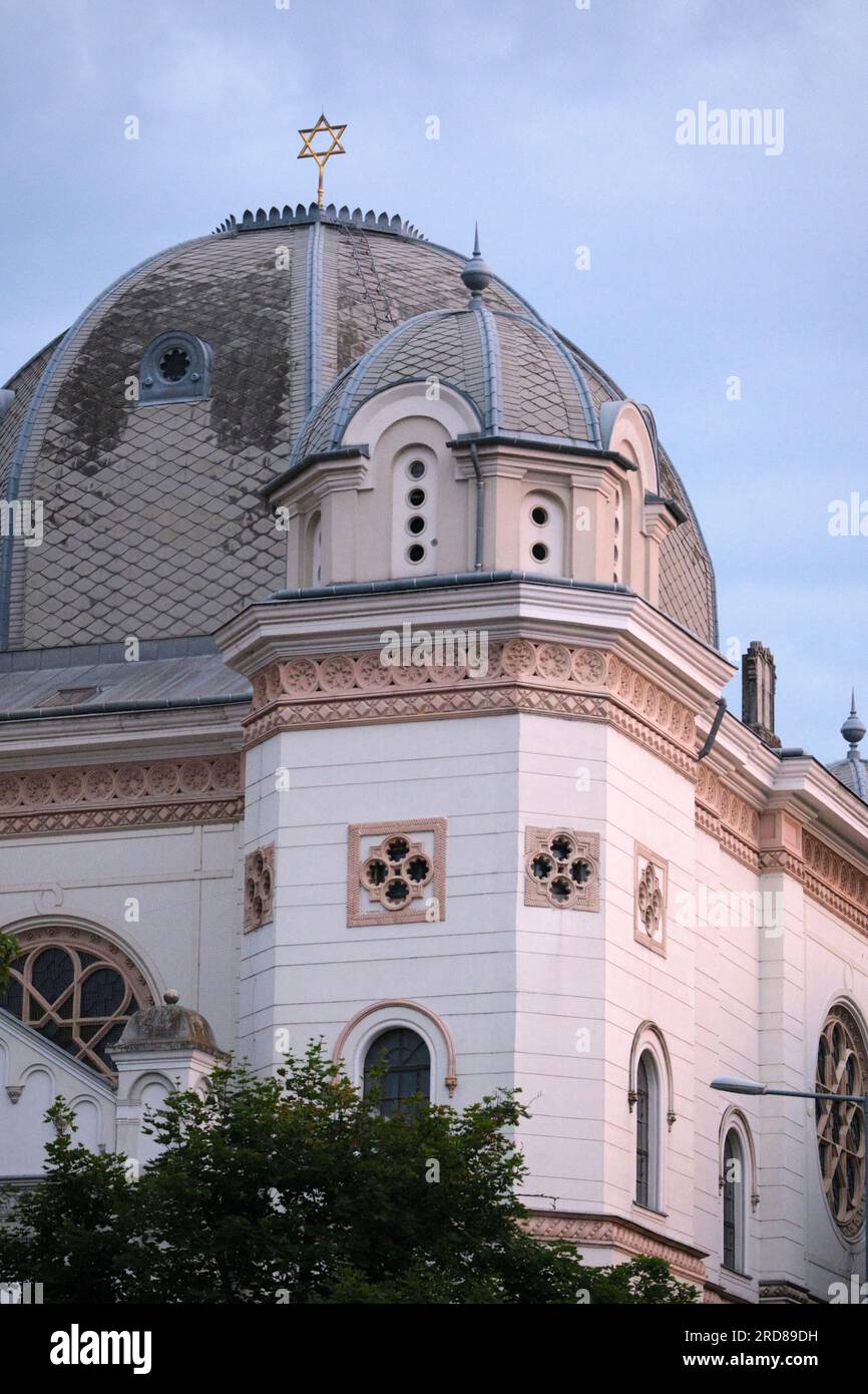 The synagogue from outside in the Beautiful city of Gyor in Hungaru ...