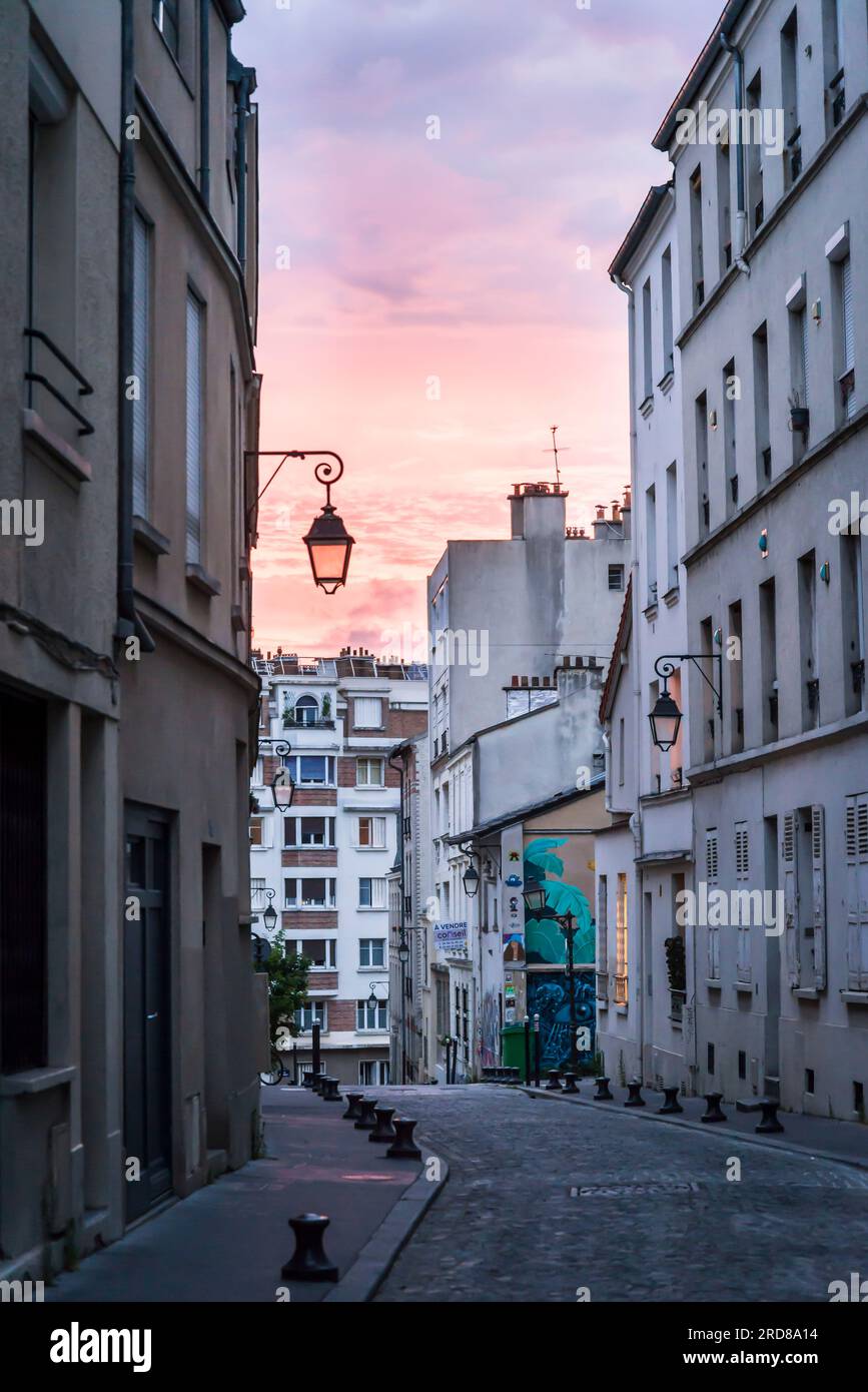 Atmospheric street in the popular 13th arrondissement, Paris, France ...