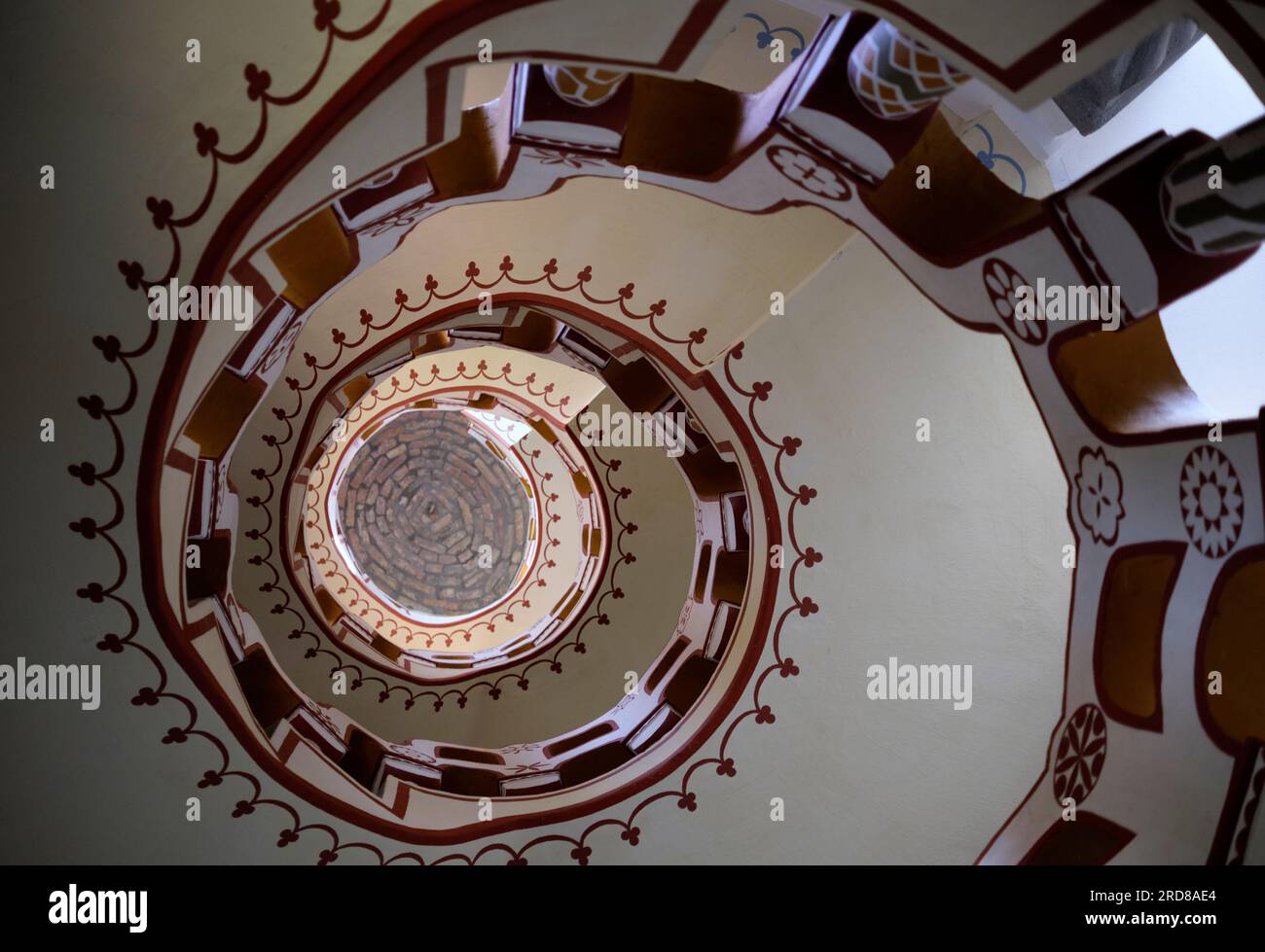 One of the most striking features of the castle is the spiral staircase ...