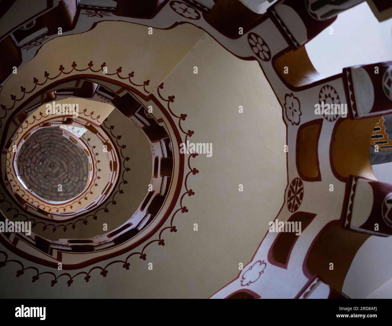 One of the most striking features of the castle is the spiral staircase ...