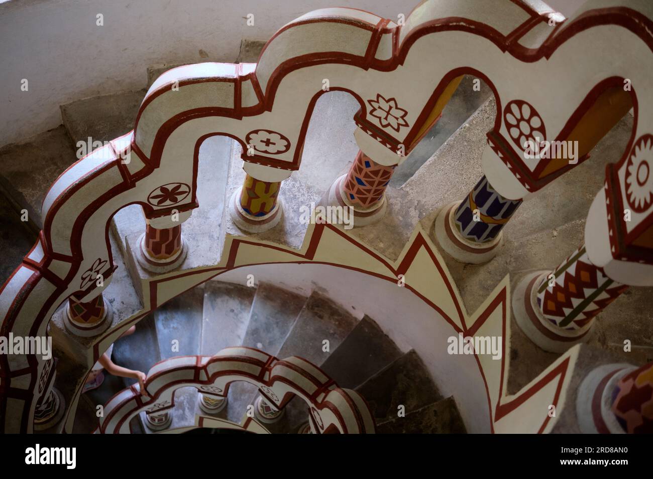 One of the most striking features of the castle is the spiral staircase ...