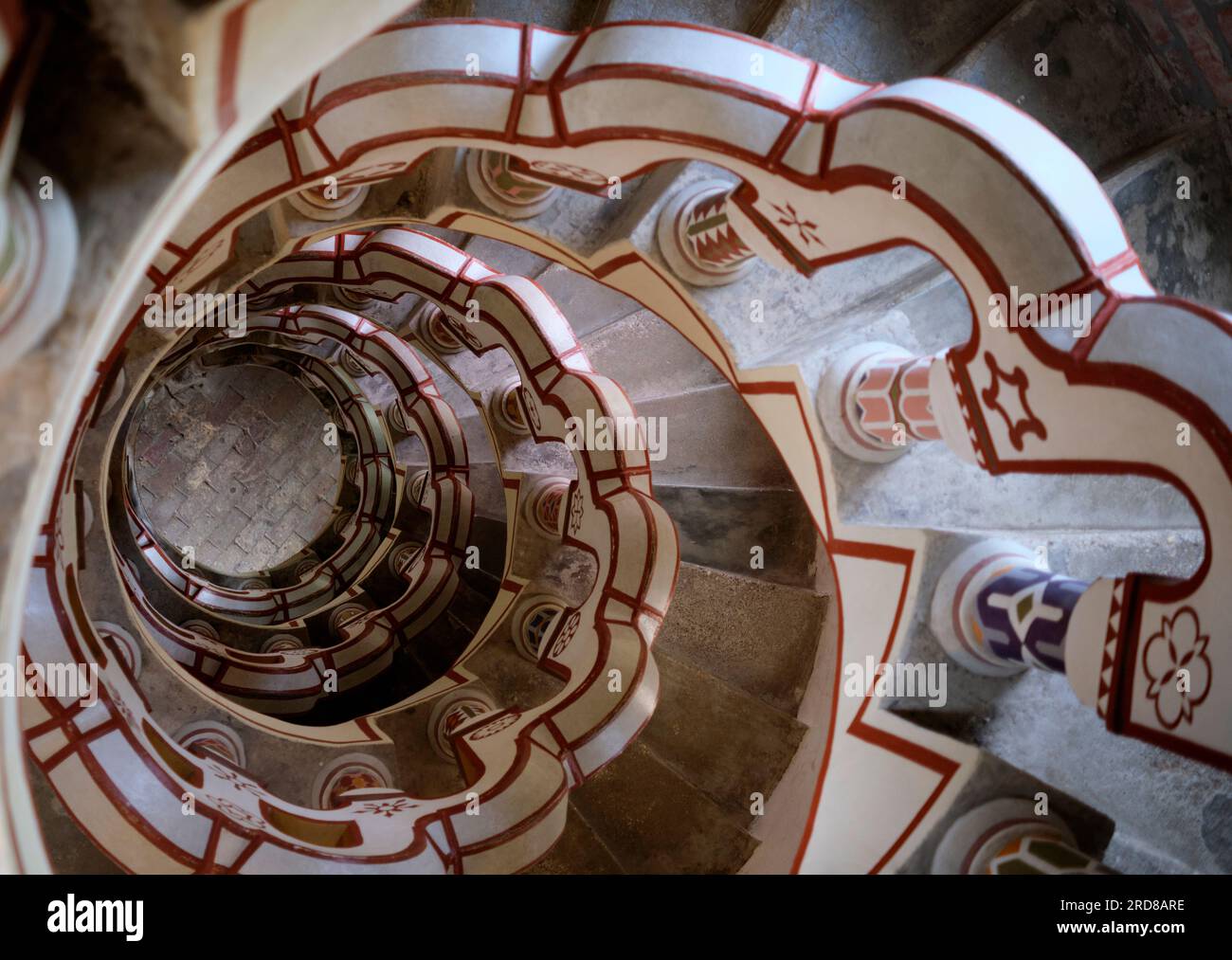 One of the most striking features of the castle is the spiral staircase ...