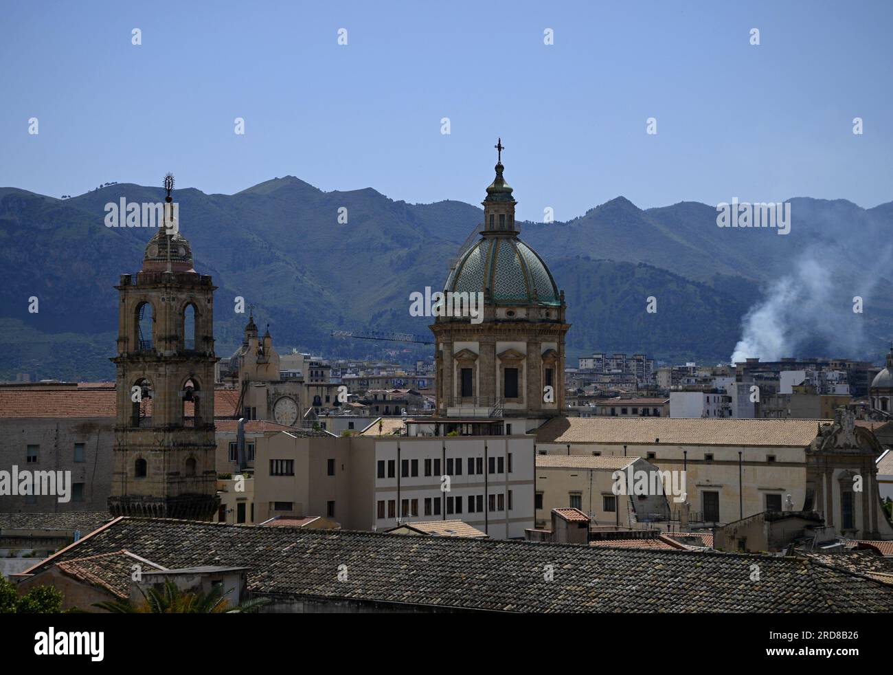 Landscape with scenic dome view of the Sicilian Baroque-Rococo style ...