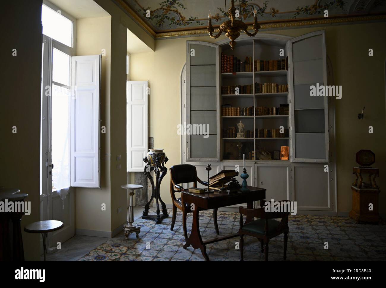 Study room in the interior of the Sicilian Baroque style Monastero di ...