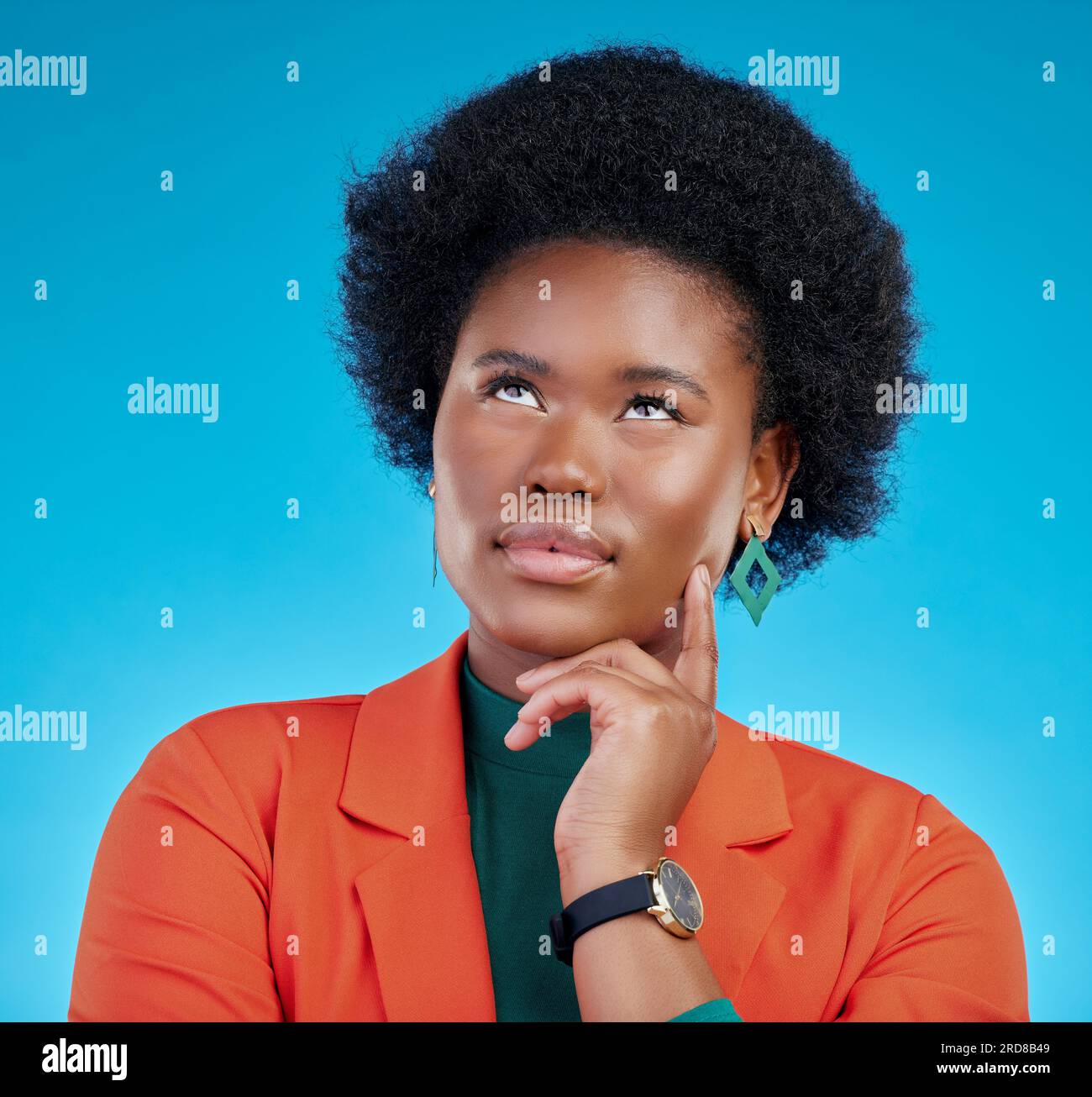 Opportunity, thinking and black woman with problem solving ...