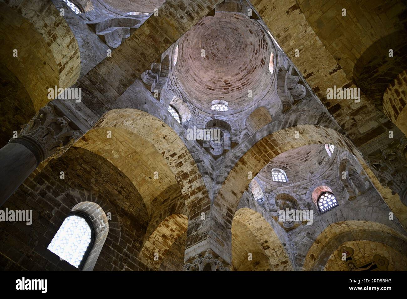 Scenic interior view of the Romanesque style San Cataldo with spolia ...