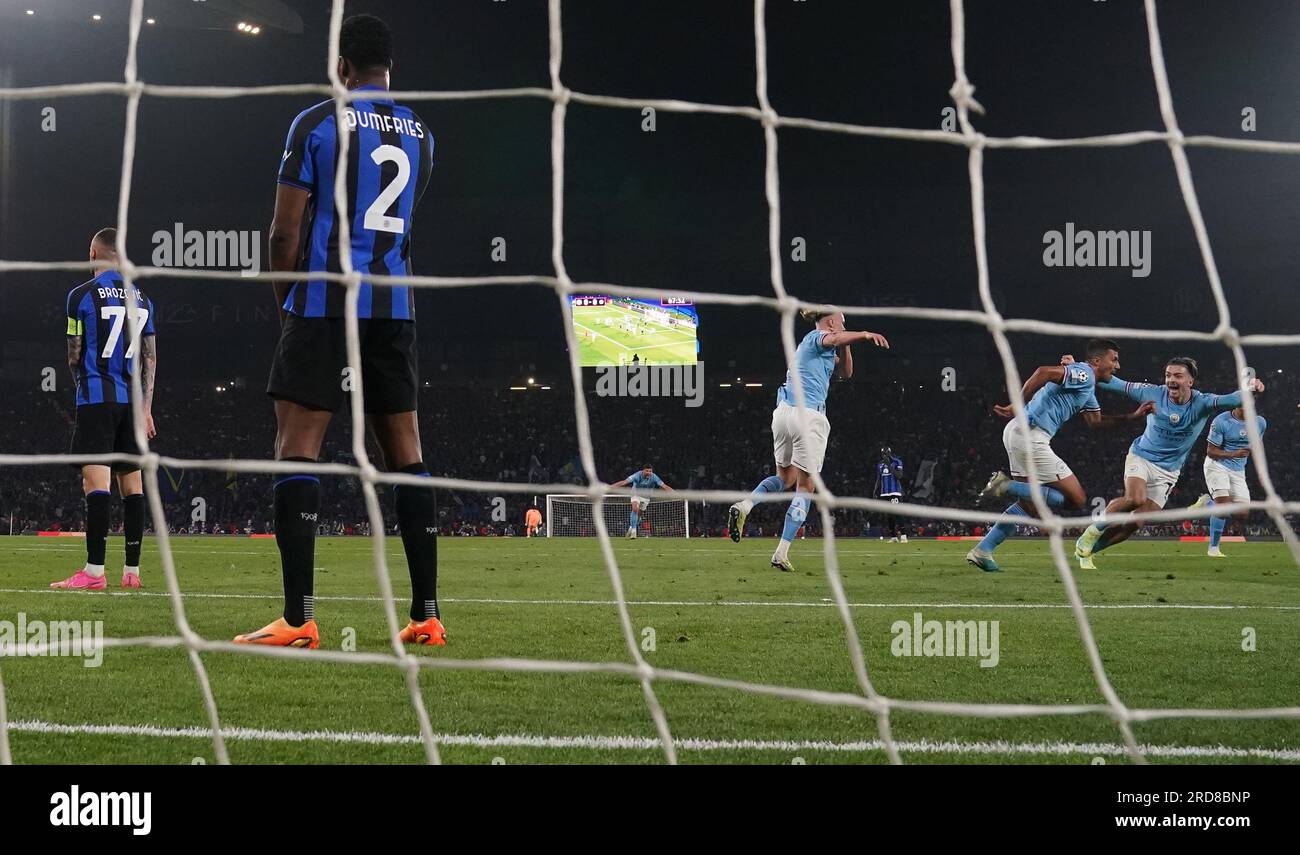 Manchester City's Rodri celebrates scoring their side's first goal of ...