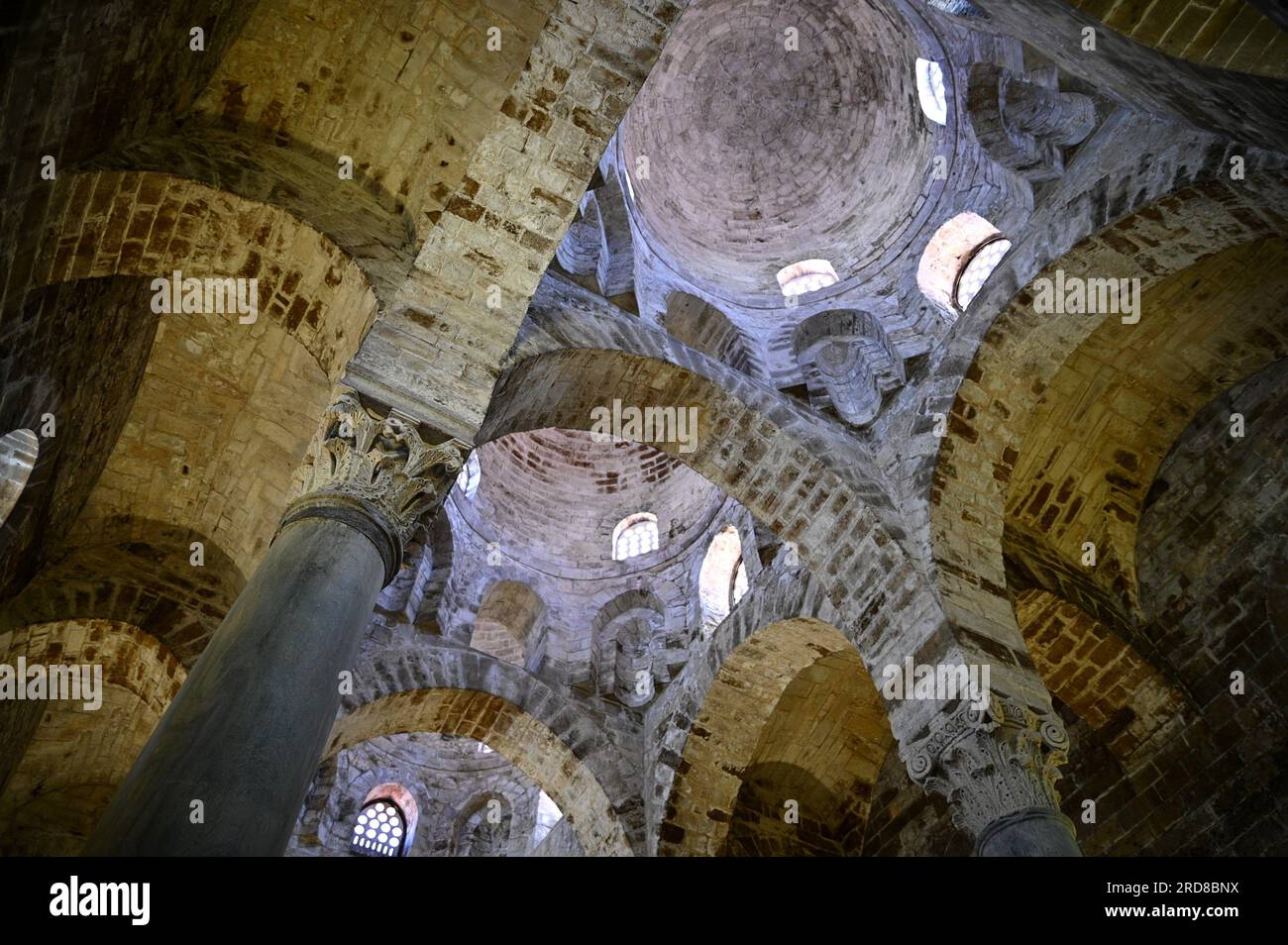 Scenic interior view of the Romanesque style San Cataldo with spolia ...