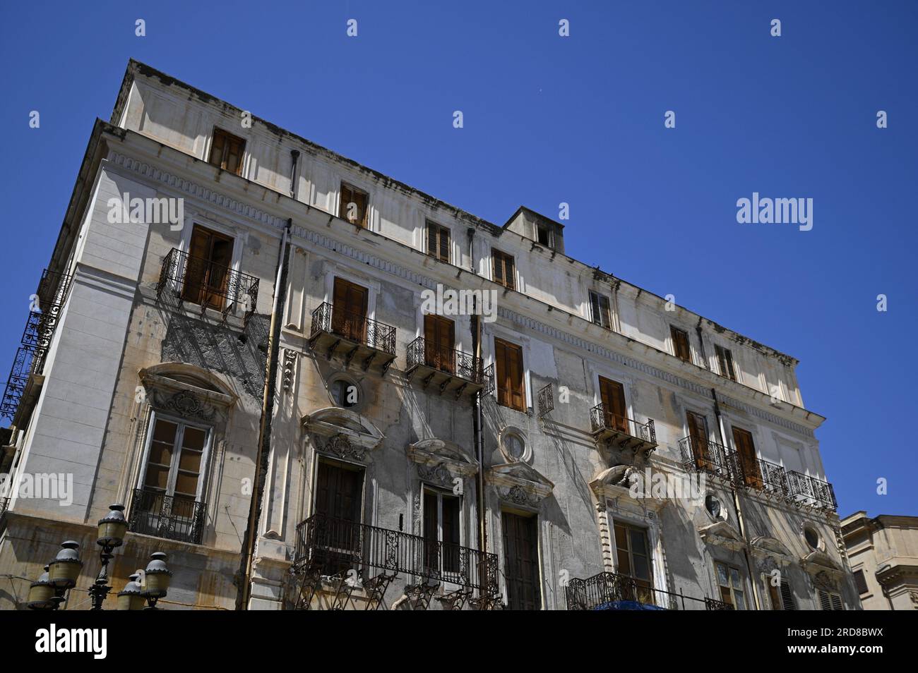 Old Neoclassical style building on Piazza Pretoria in Palermo Sicily ...