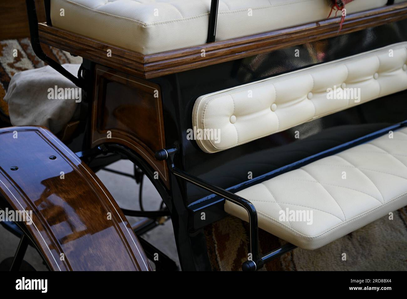 Antique horse carriage genuine leather seat in Palermo Sicily, Italy ...