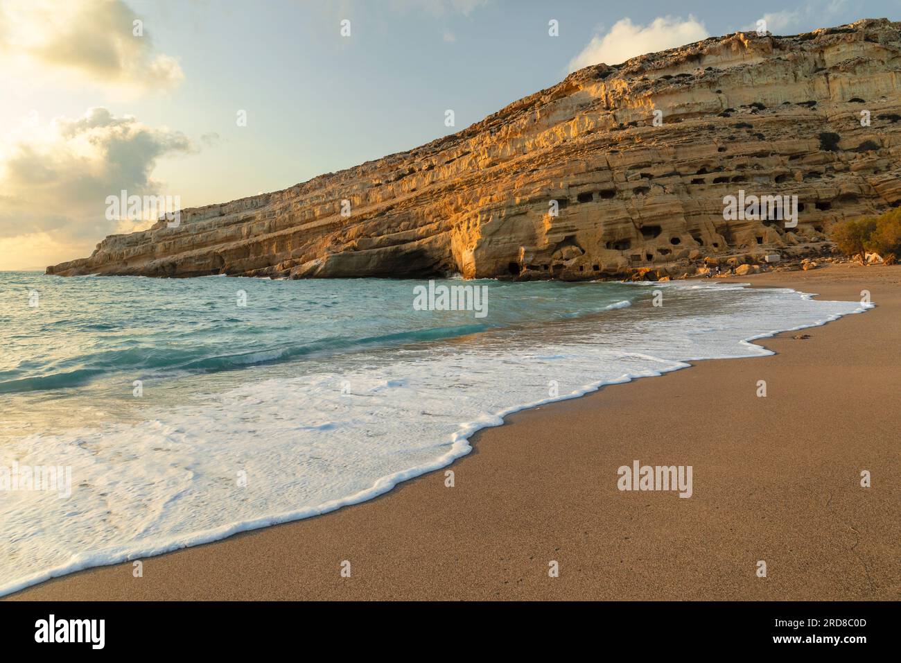 Bay and beach of Matala, Iraklion, Crete, Greek Islands, Greece, Europe ...
