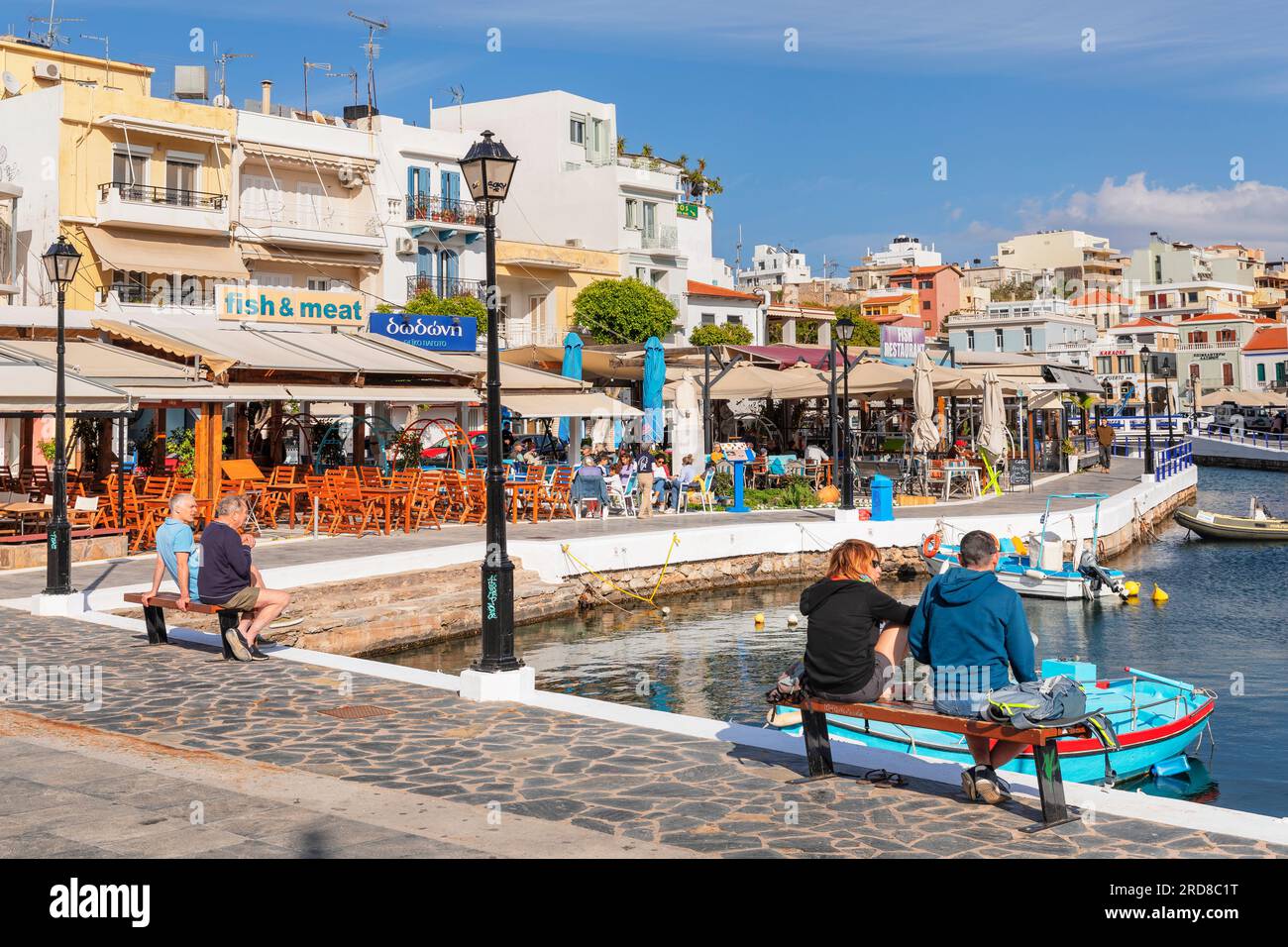 Promenade of Voulismeni Lake, Agios Nikolaos, Lasithi, Crete, Greek ...