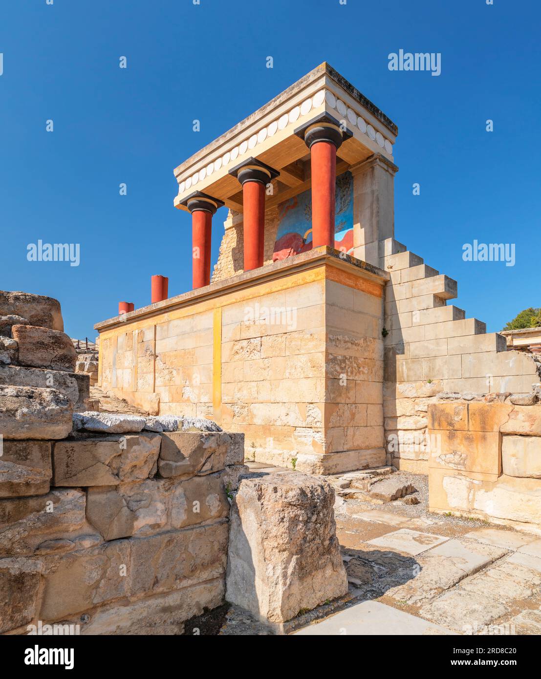 Palace of Minos, restored north entrance, ancient city of Knossos ...