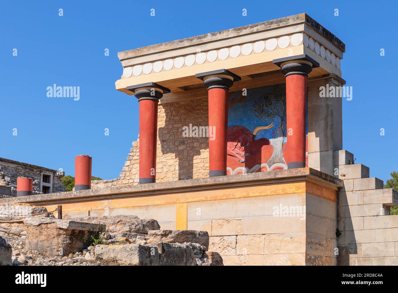 Palace of Minos, restored north entrance, ancient city of Knossos ...