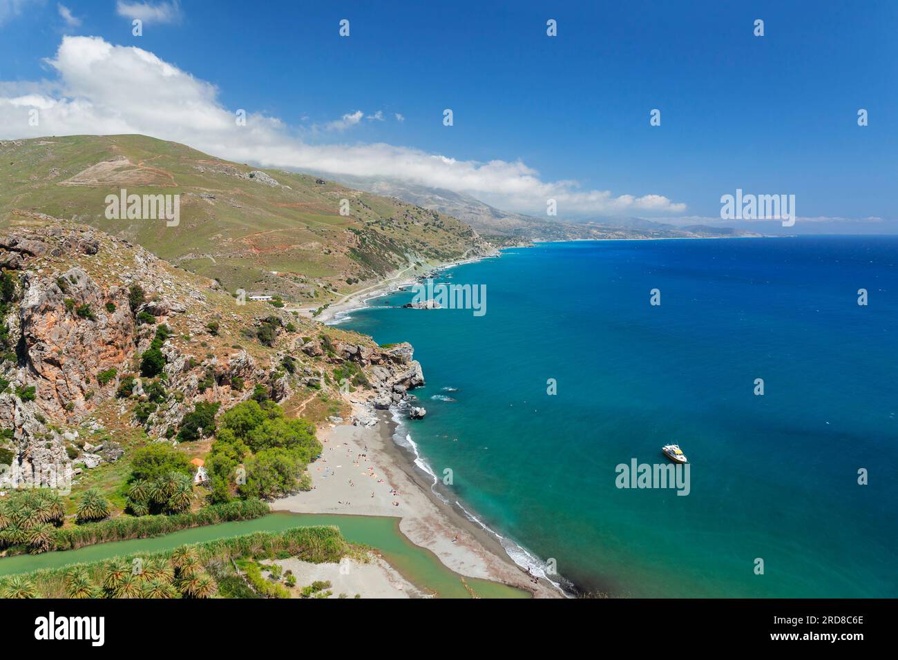 Palm beach of Preveli, Rethymno, Crete, Greek Islands, Greece, Europe ...