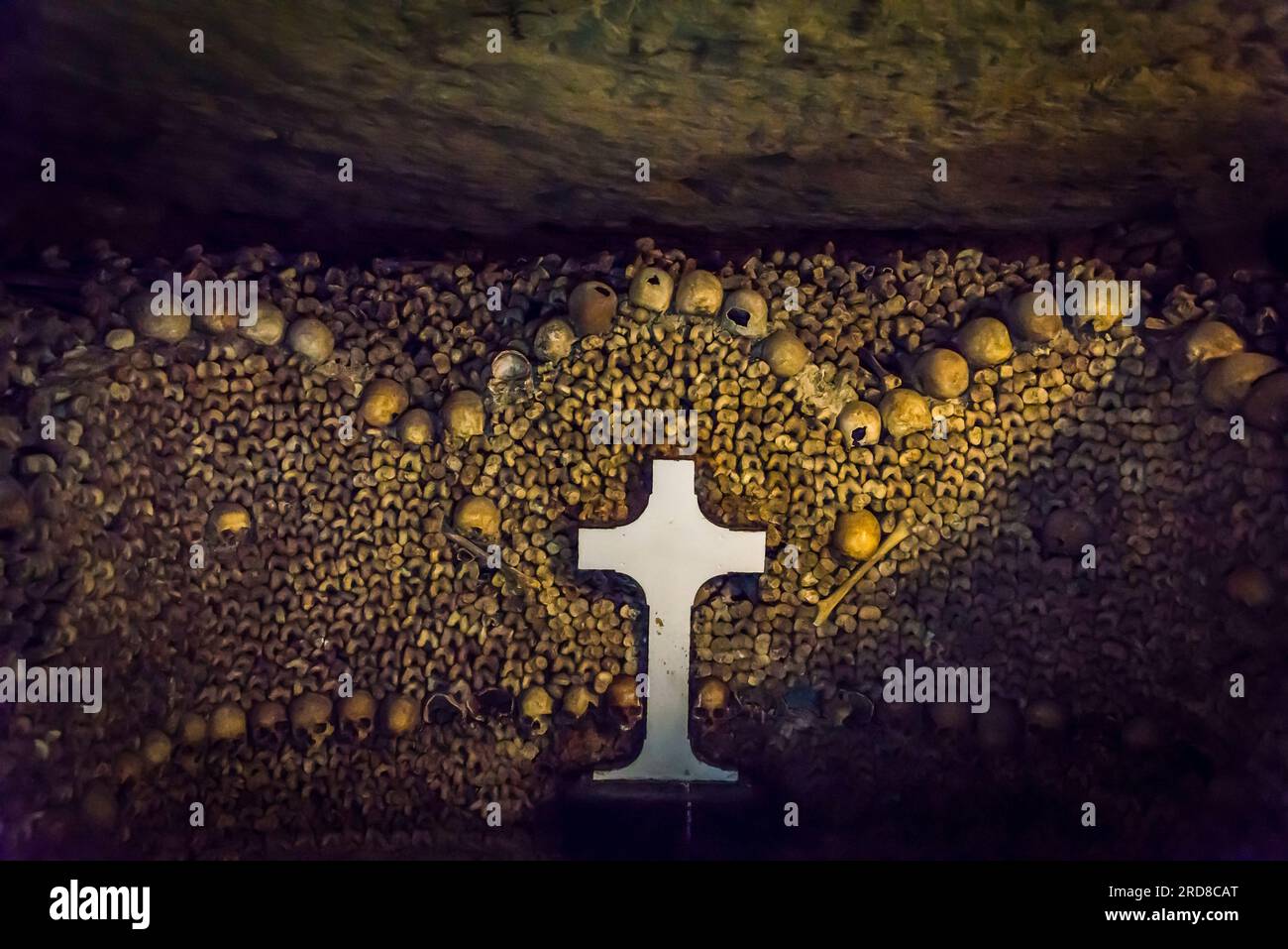 Catacombs of Paris, underground ossuaries which hold the remains of ...