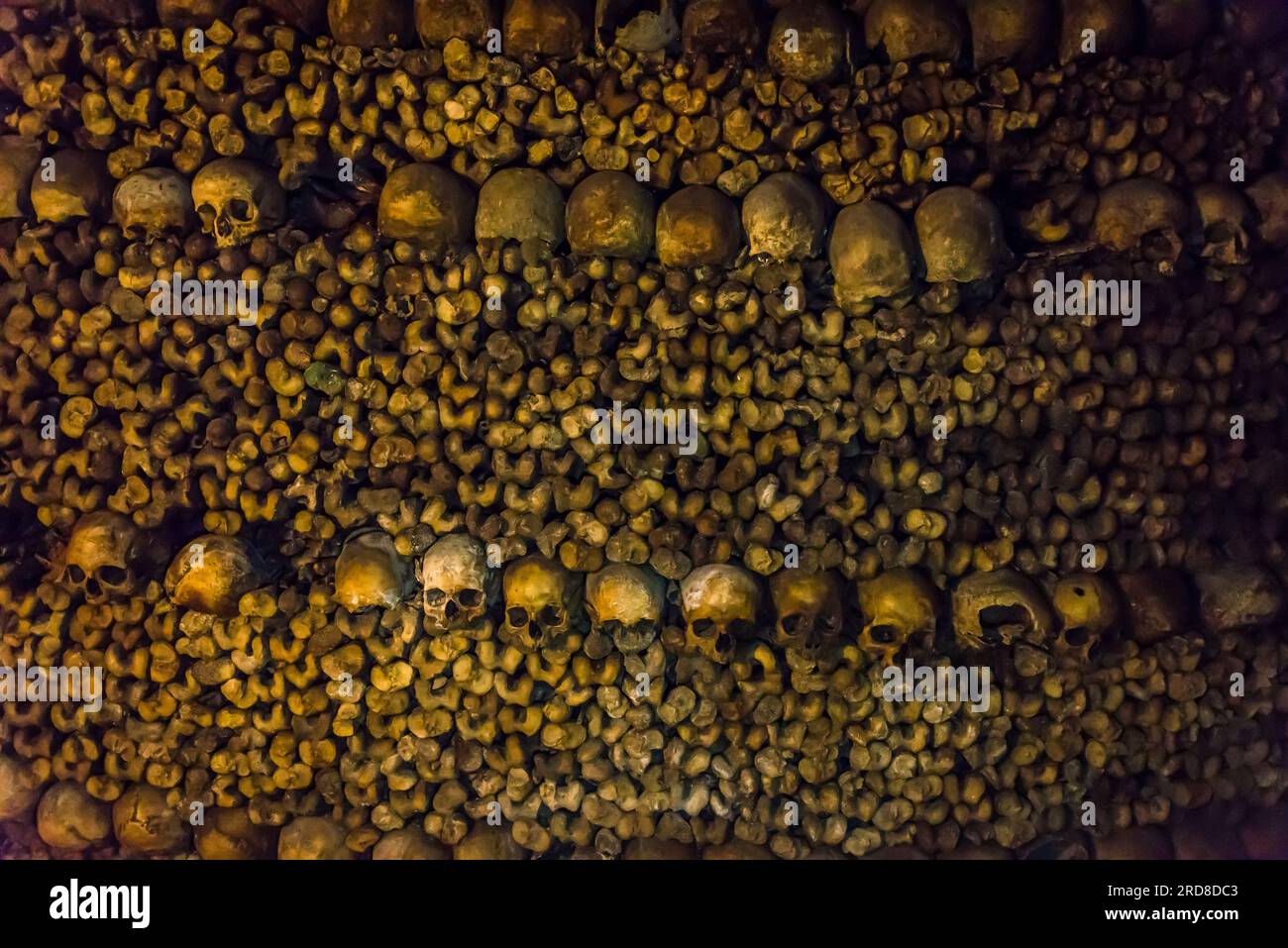 Catacombs of Paris, underground ossuaries which hold the remains of ...
