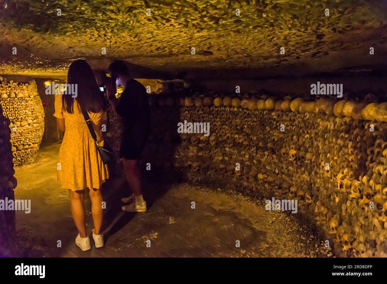 Catacombs of Paris, underground ossuaries which hold the remains of ...