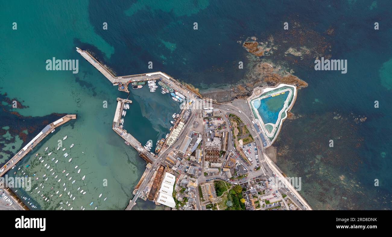 Aerial view directly above The Jubilee outdoor swimming pool and ...