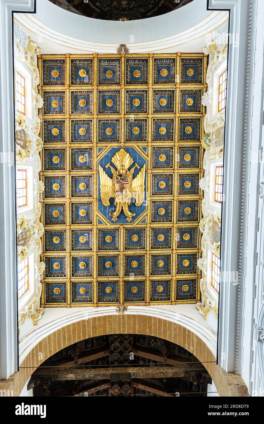 Old decorated ceiling of the Cathedral of Saint Gerland or San Gerlando ...