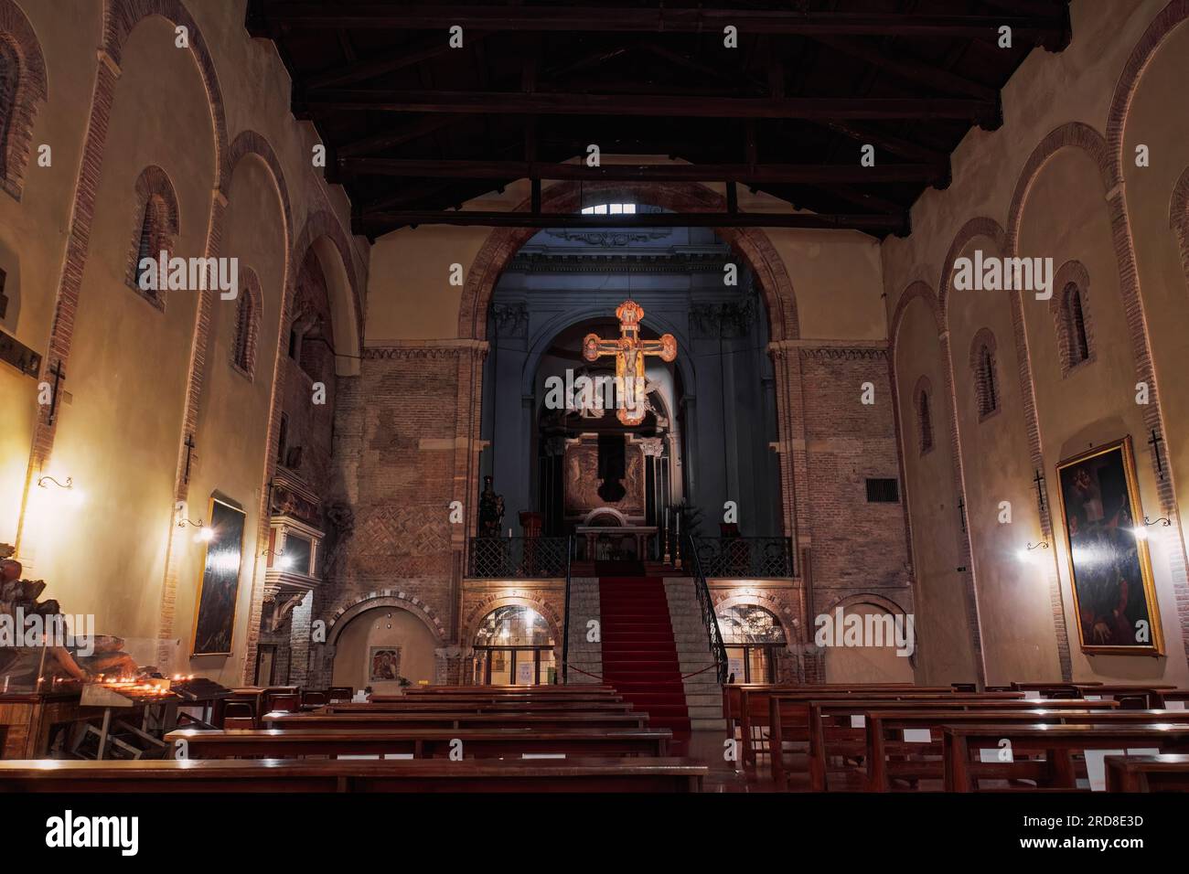 Cross-shaped icon of Jesus hanging inside Santo Stefano religious ...
