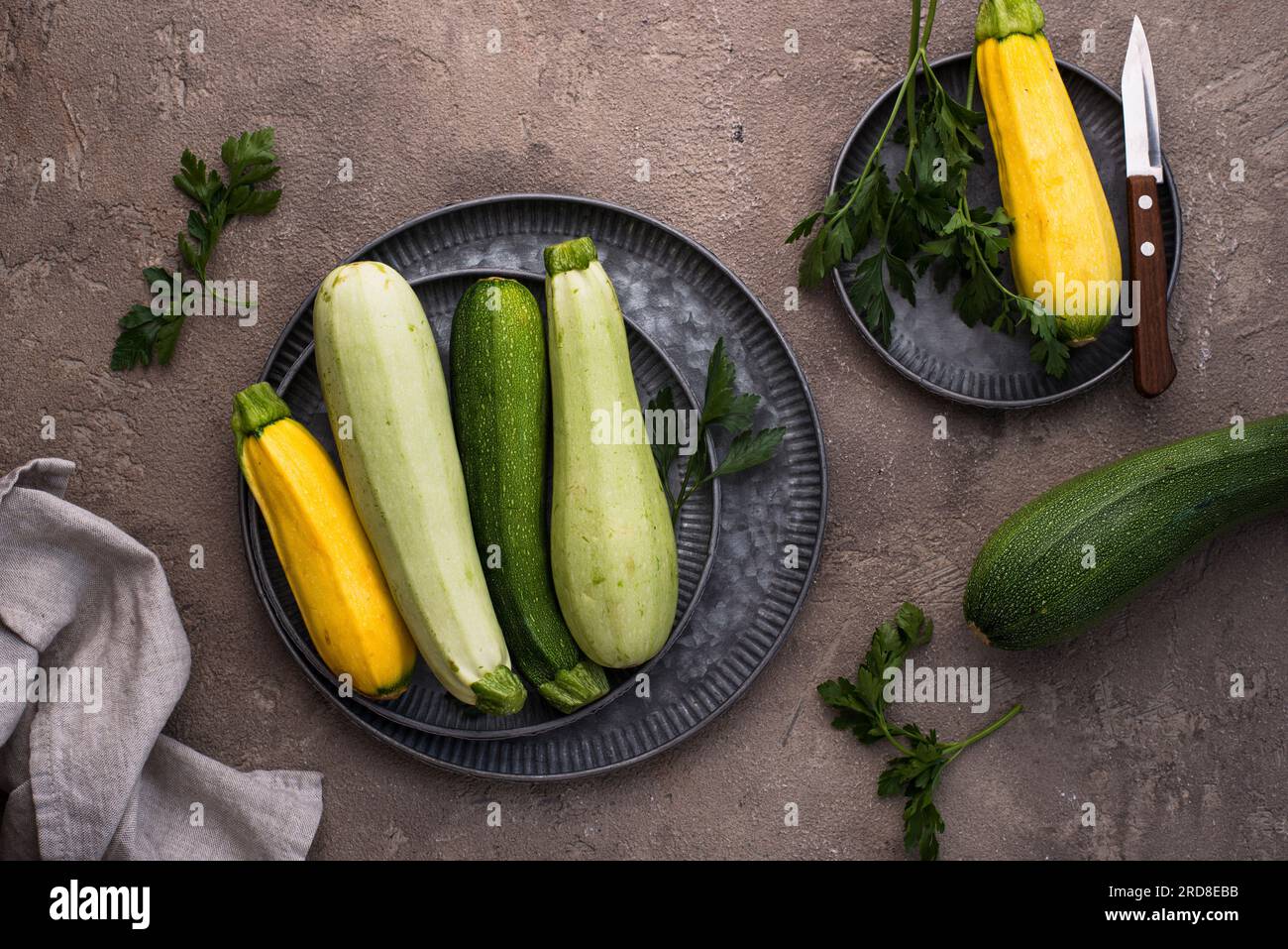 Assortment of different color of zucchini Stock Photo - Alamy