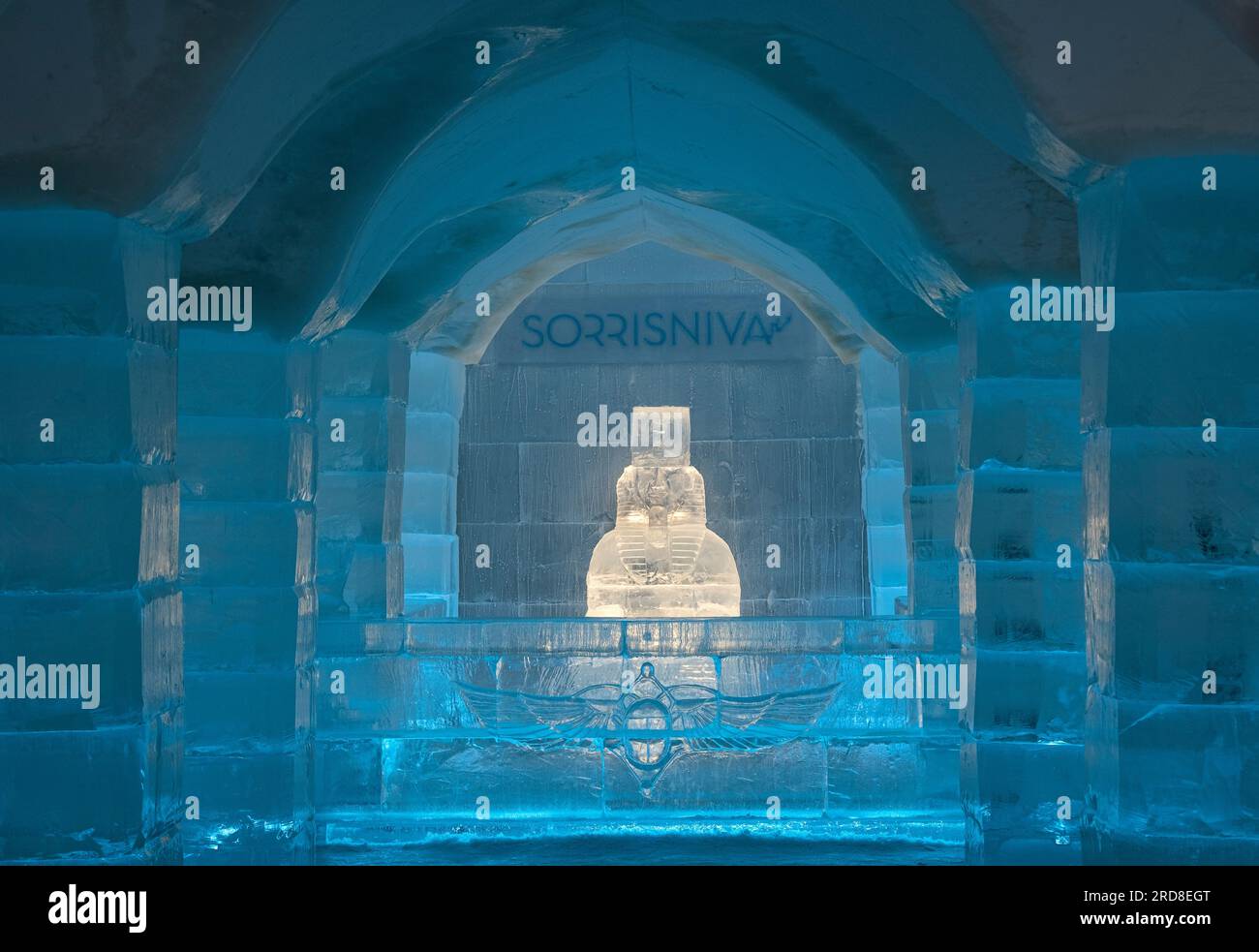 Reception desk at the Sorrisniva Igloo Hotel (Ice Hotel), Alta, Arctic ...