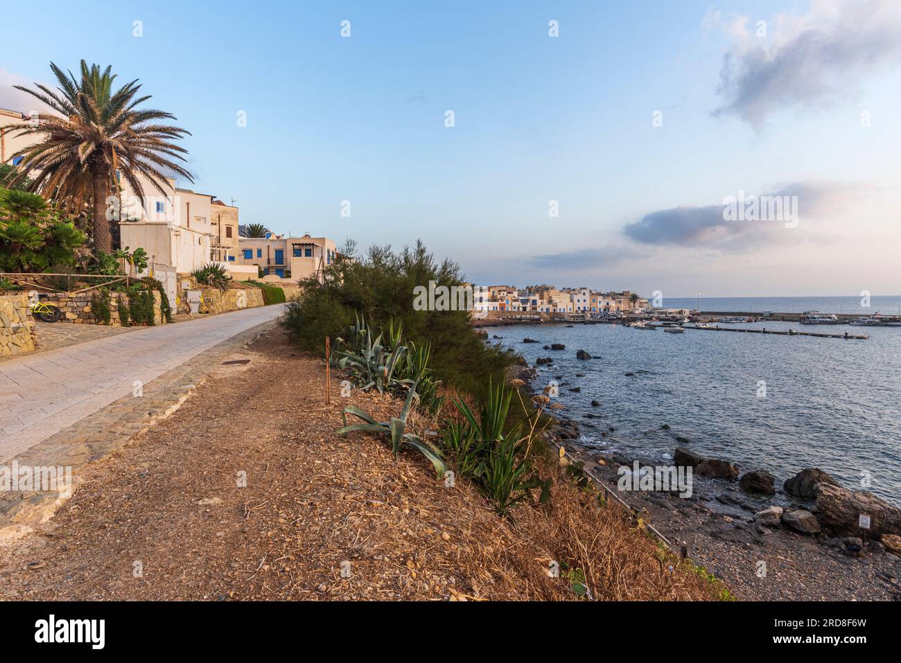 View of the white fishing village of Marettimo at dawn, Marettimo ...