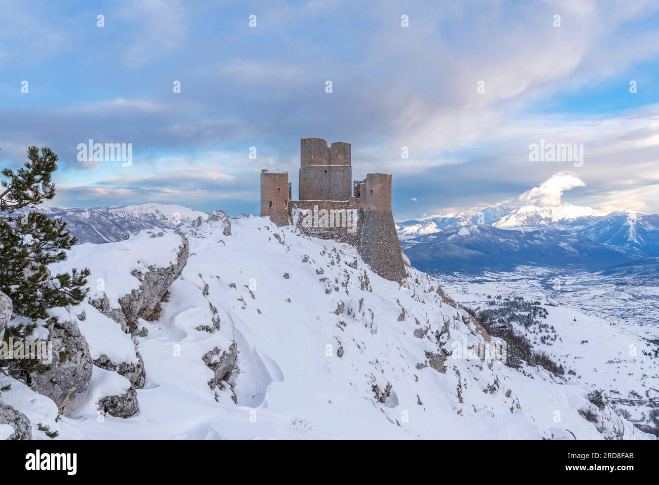 Winter view of Rocca Calascio castle after heavy snowfall, Rocca ...
