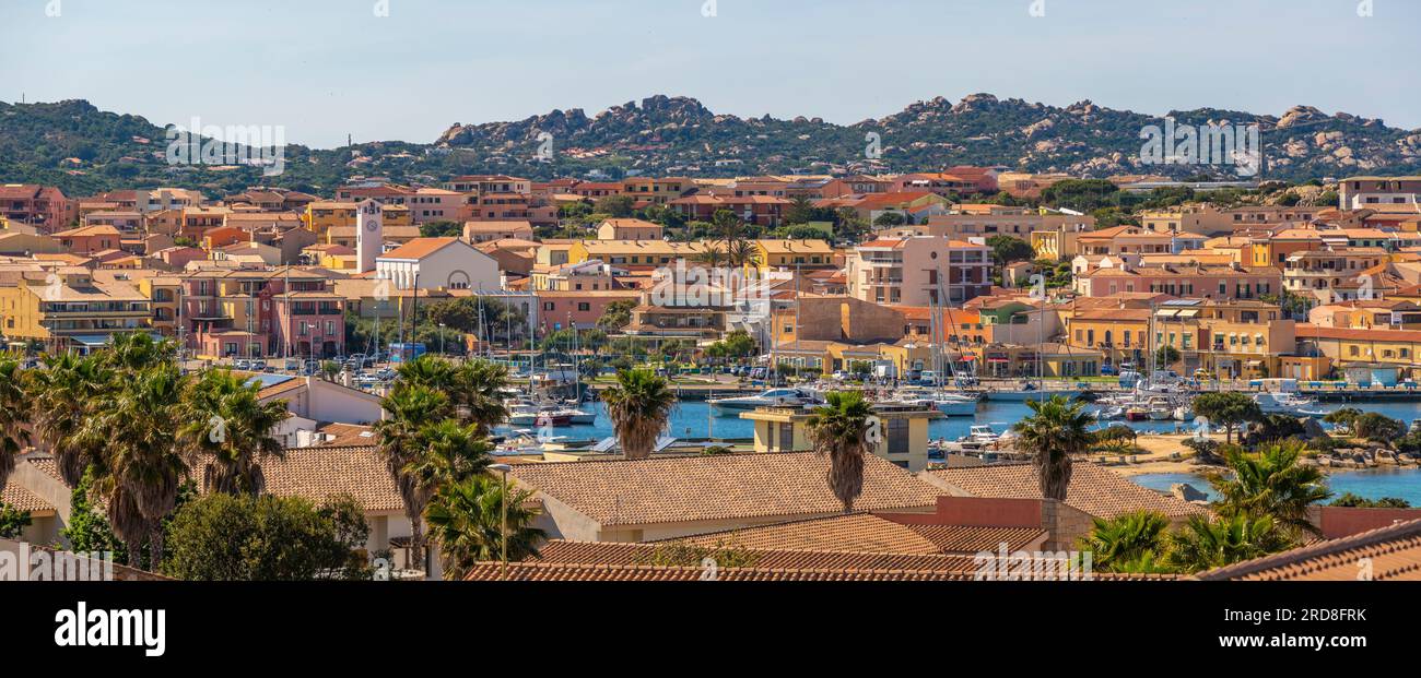 Elevated view of Church of Our Lady of Grace and Palau town, Palau ...