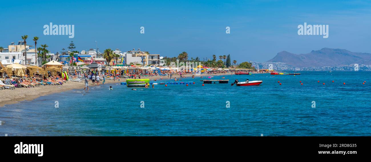 View of Lambi Beach and Turkey visible in background, Kos Town, Kos ...