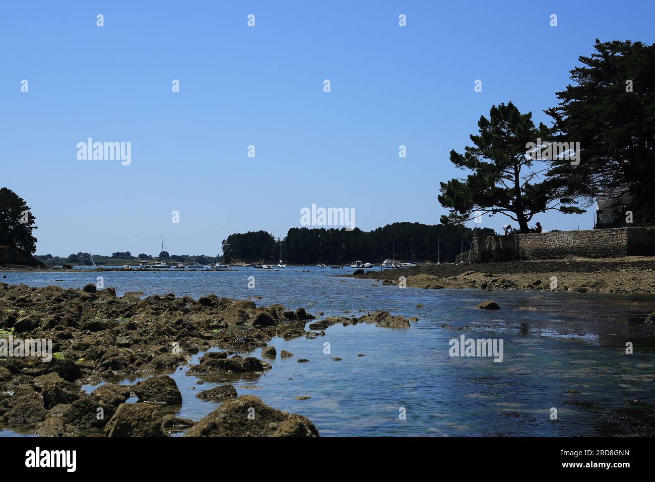 View along coast from causeway between Ile de Berder and Rue de Berder ...