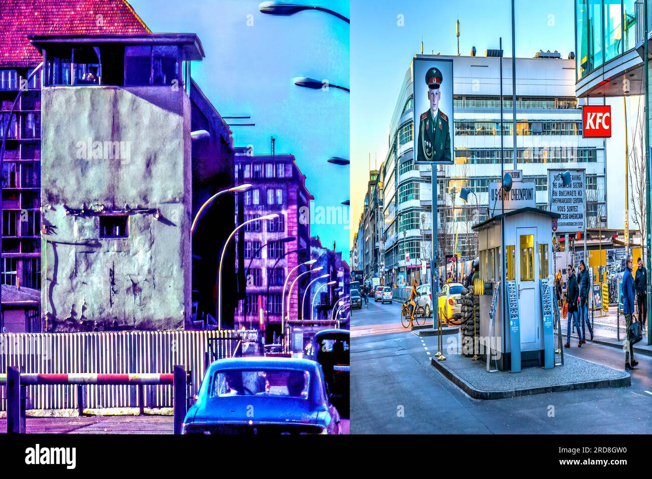 Original 1971 Modern 2018 Checkpoint Charlie Restaurants Shops Tourists ...