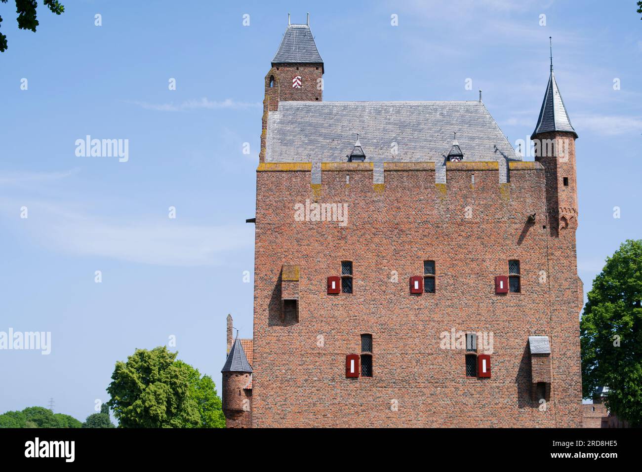 Medieval castle Doornenburg in Doornenburg in the Netherlands with a ...