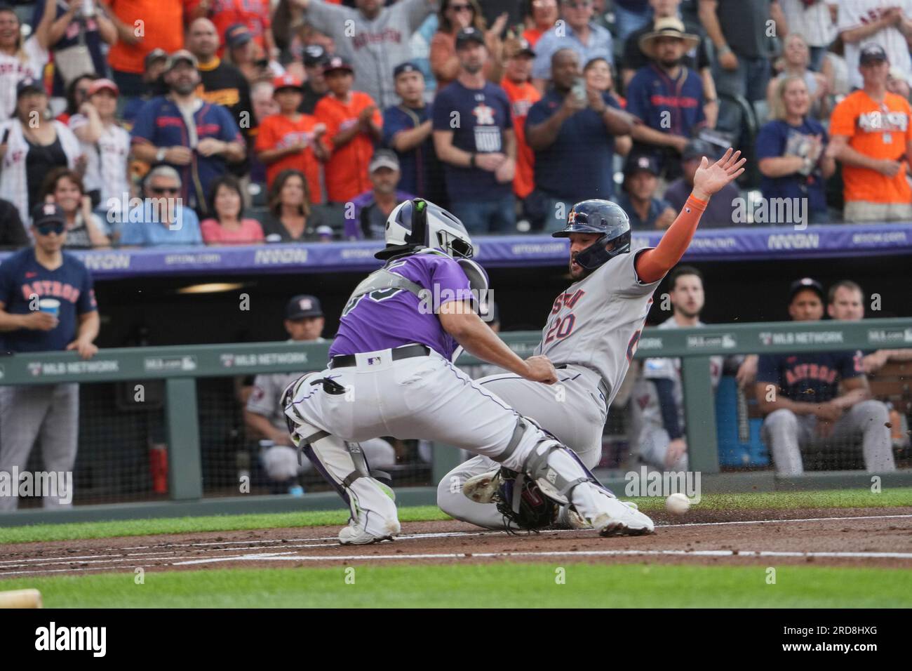 July 18 2023 Houston left fielder Chas McCormick (20) runs home and scores during the game with ...