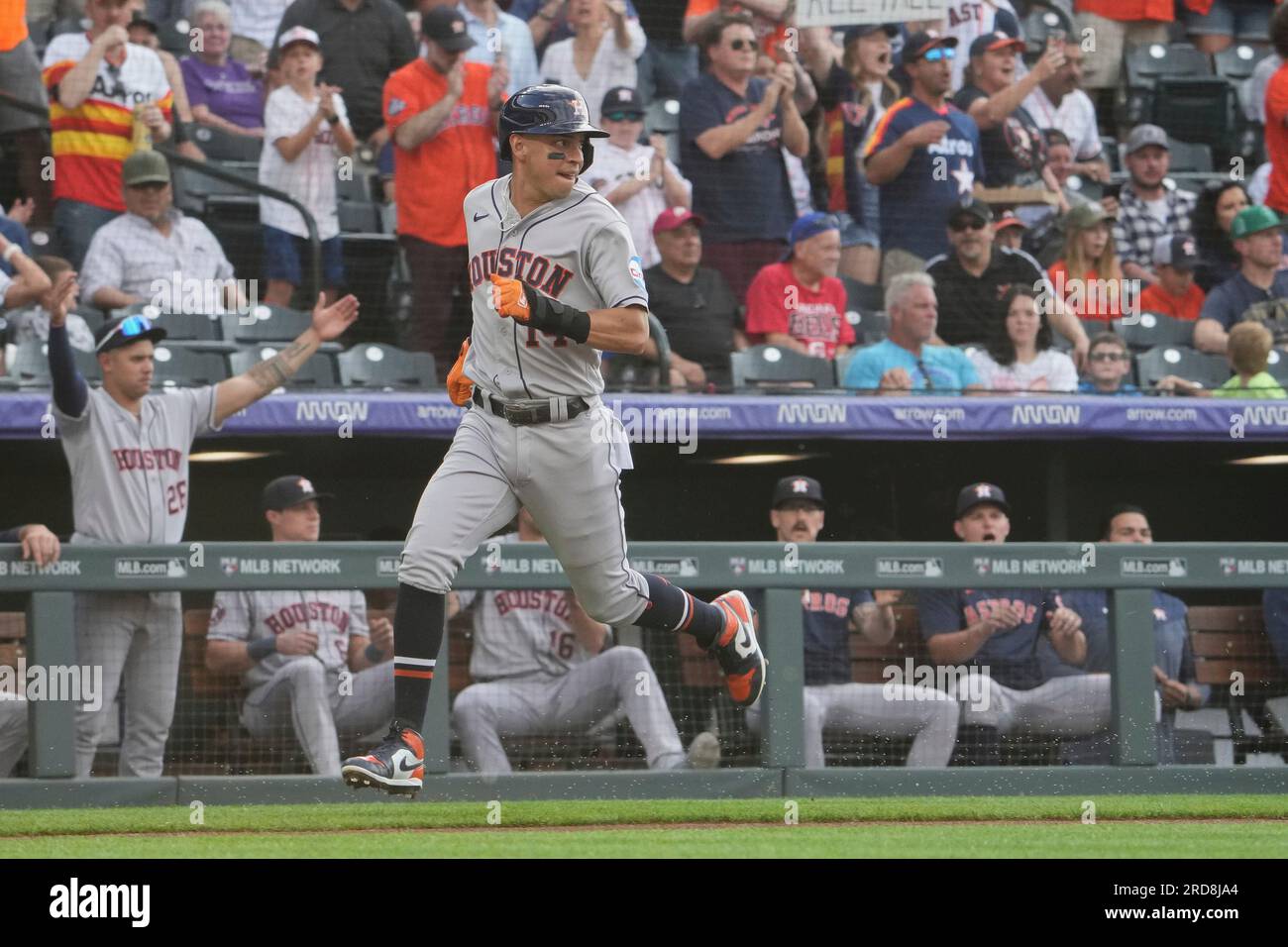 July 18 2023 Houston second baseman Mauricio Dubon (14) runs home ...