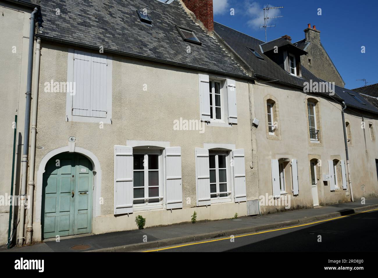 Ancient traditional French stone buildings. Bayeux, France Stock Photo ...