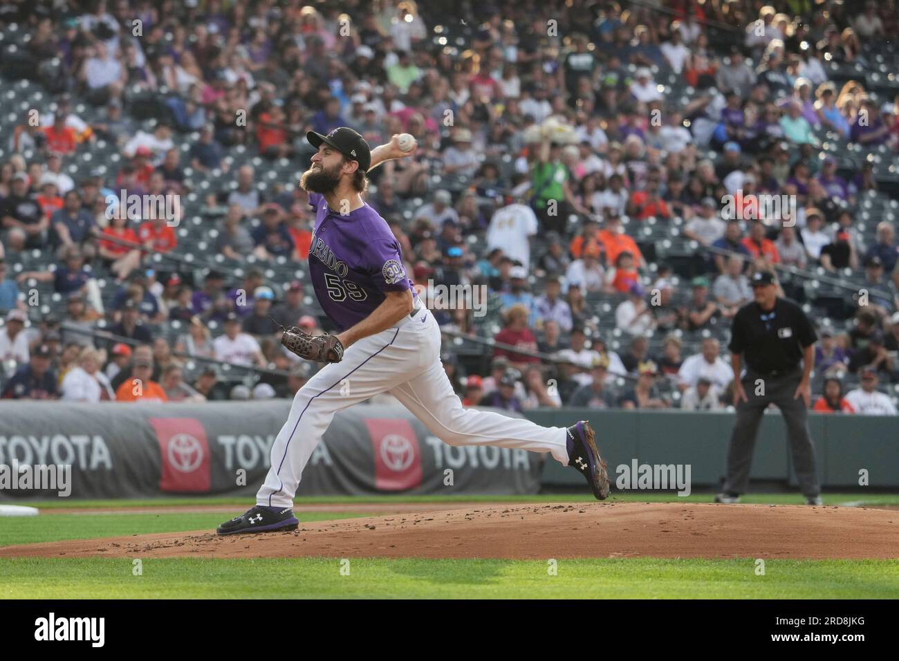 July 18 2023 Colorado pitcher Jake Bird (59) throws a pitch during the ...