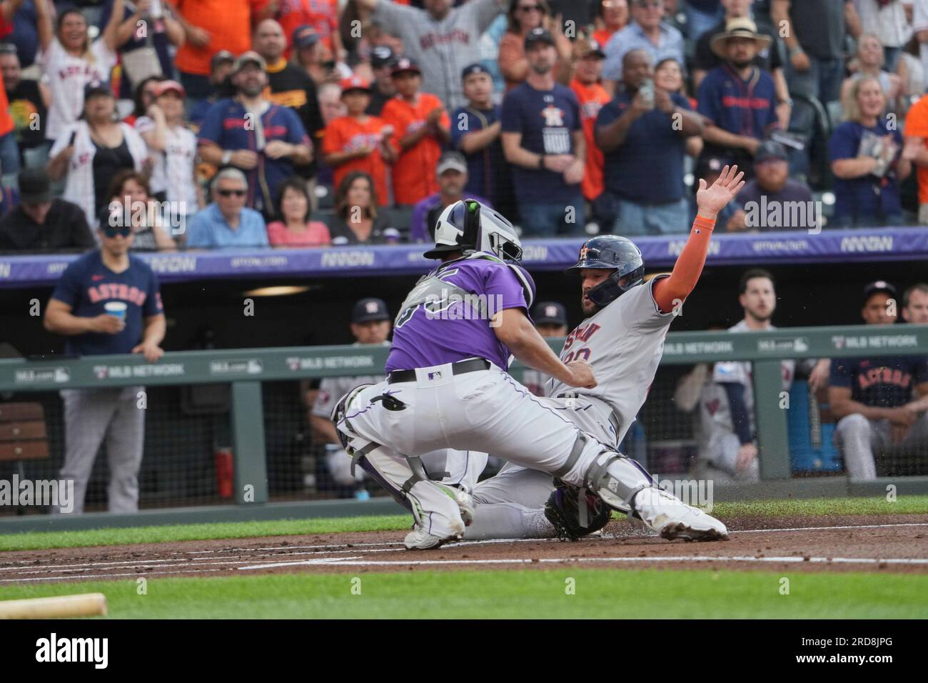 July 18 2023 Houston left fielder Chas McCormick (20) runs home and scores during the game with ...