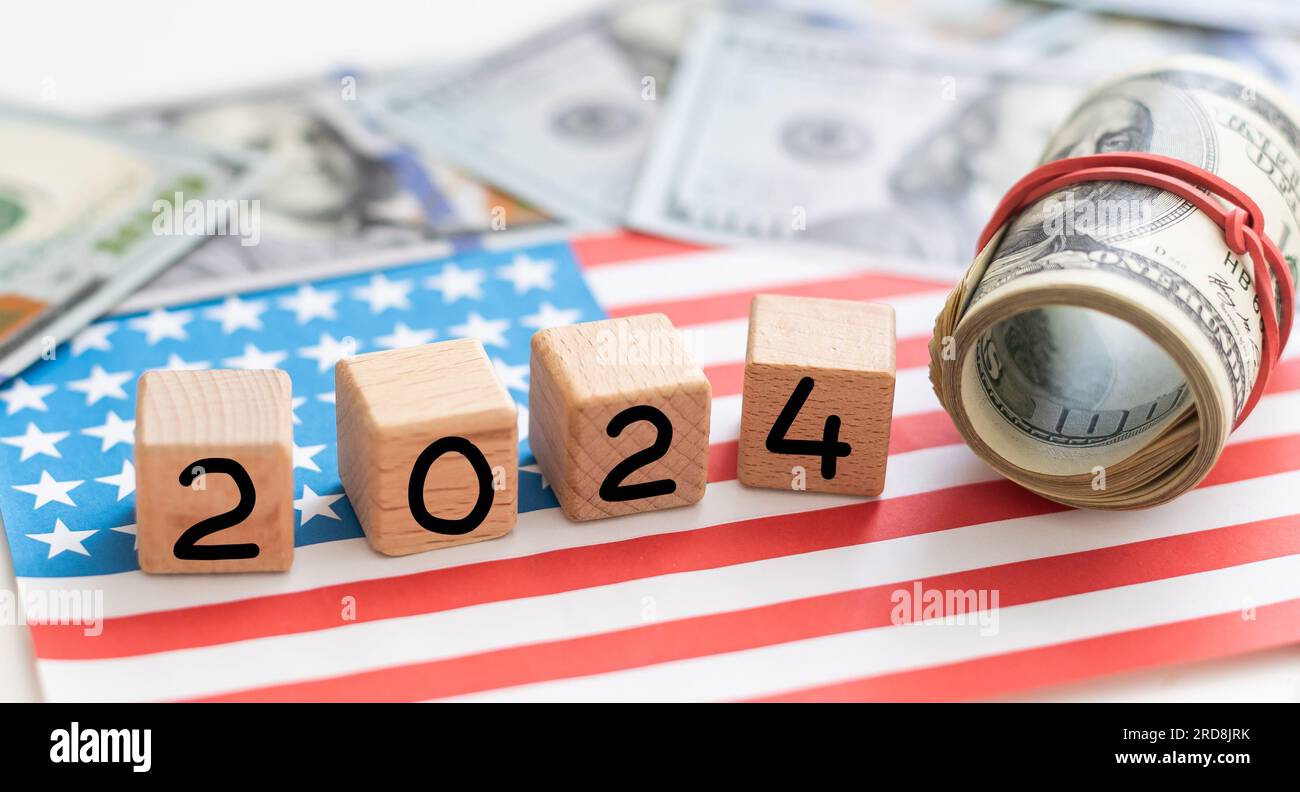 us coin and dollar banknote with usa flag 2024 Stock Photo - Alamy