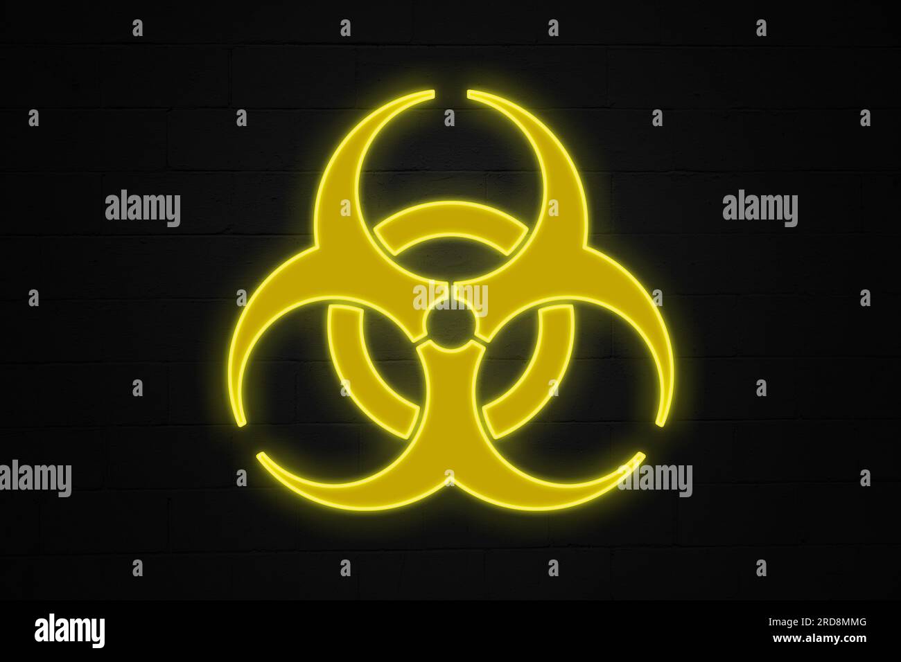 Neon light shaped into an biohazard symbol Stock Photo - Alamy