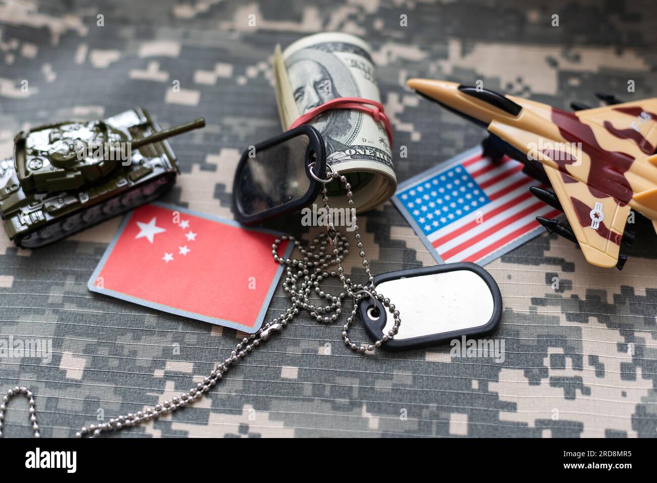 army blank, dog tag with flag of nato and vietnam on the khaki texture ...