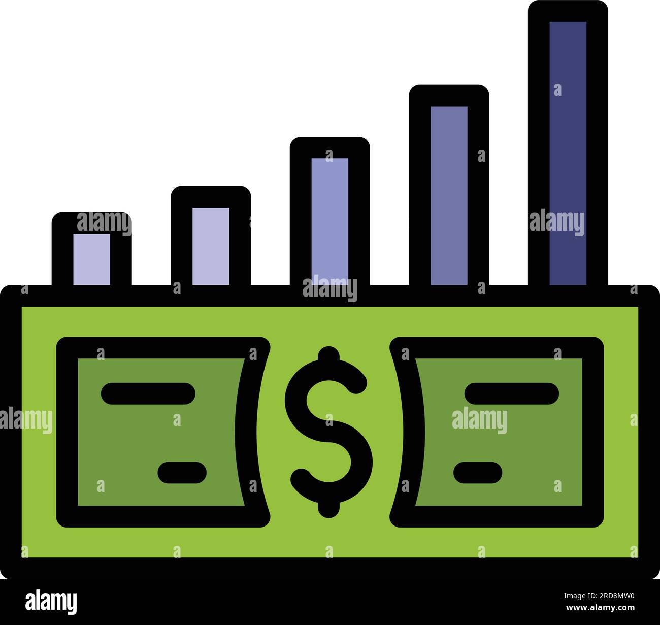 Money graph icon outline vector. Growth chart. Business finance bar ...