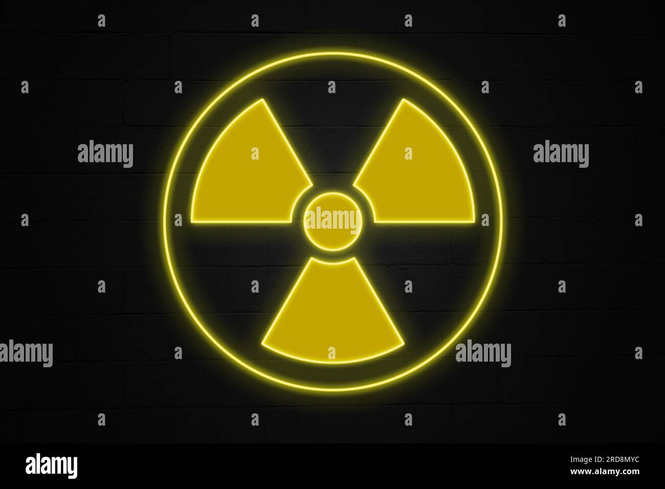 Yellow neon light shaped into an radioactive symbol Stock Photo - Alamy