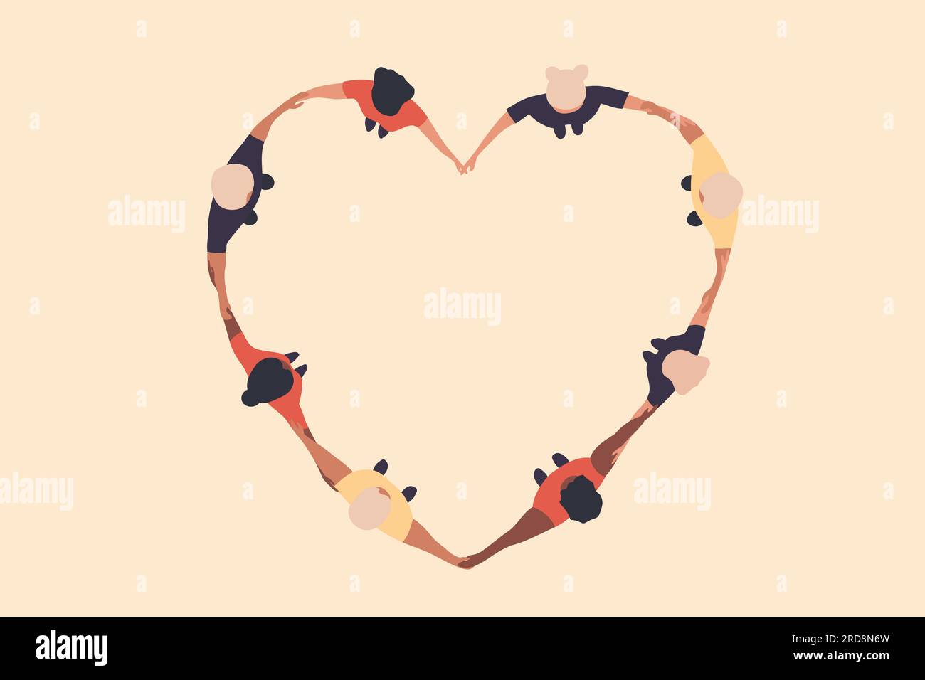Group of people standing in a heart shape. Diversity and friendship ...