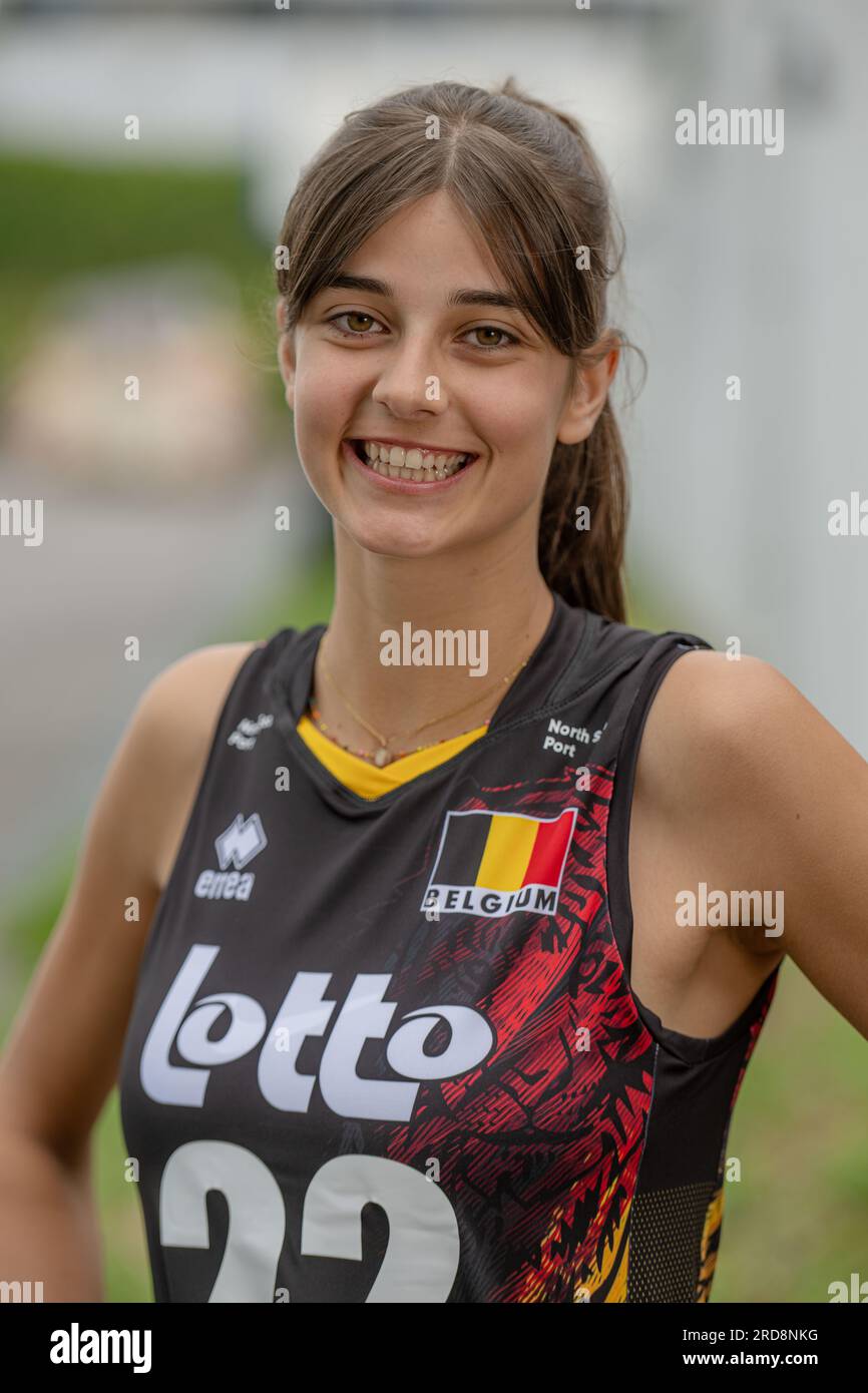 Vilvoorde, Belgium. 19th July, 2023. Belgium's Anna Koulberg poses for ...